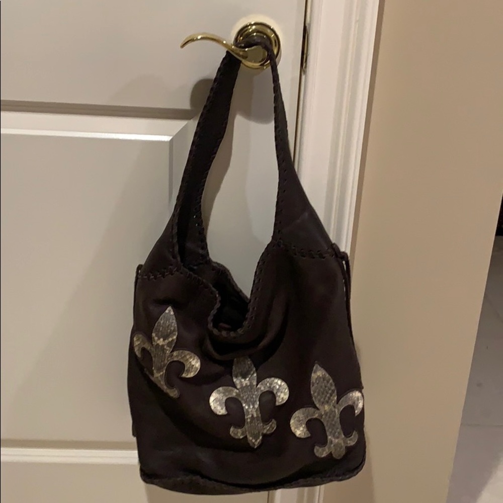 Shelly Litvak Chocolate Deerskin Slouch Bag. - Gem